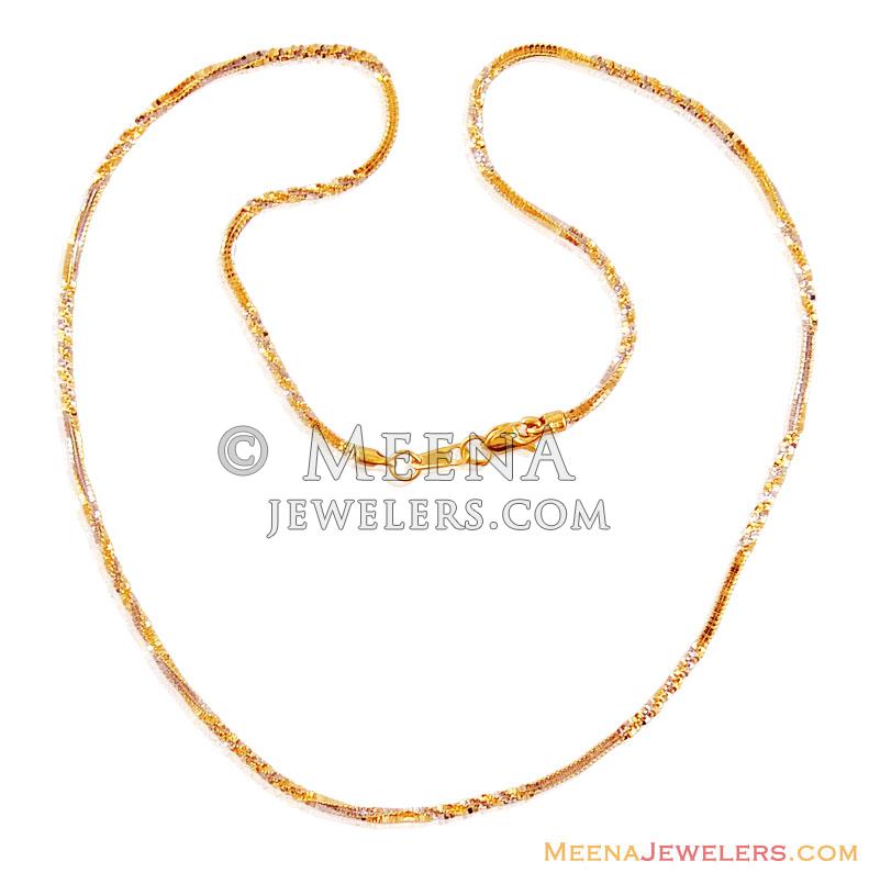 Gold Two Tone Chain (16In) - chfc17079 - 22K Gold chain. Chain is ...
