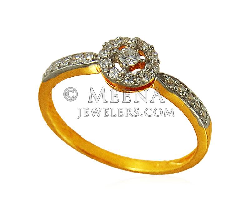 22K Signity Ring - RiLs19501 - 22K Gold Ladies Ring is designed in an ...