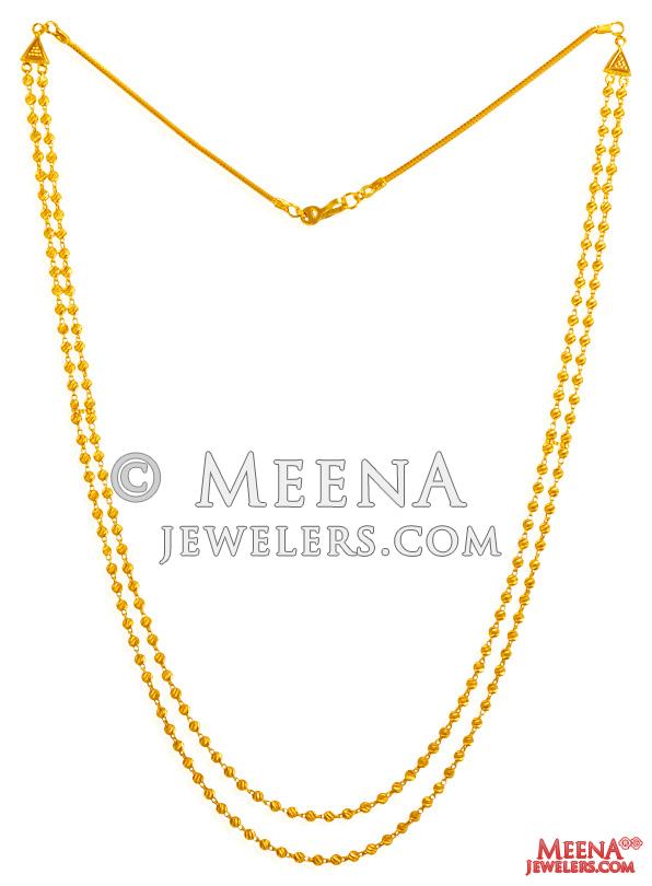 22Kt Gold Beads Layered Chain - ChLo27825 - US$ 6,256 - The 22Kt Pure ...