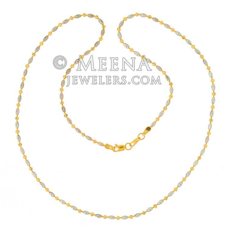 22Kt Gold Rice Chain - ChFc4212 - 22Kt Gold Rice Chain (two tone ...
