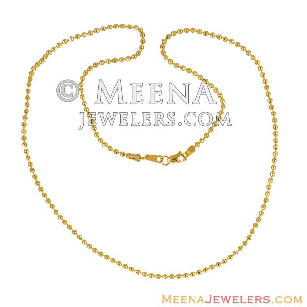 22k Yellow Gold Ball Chain - ChFc11891 - 22k yellow gold chain beaded ...