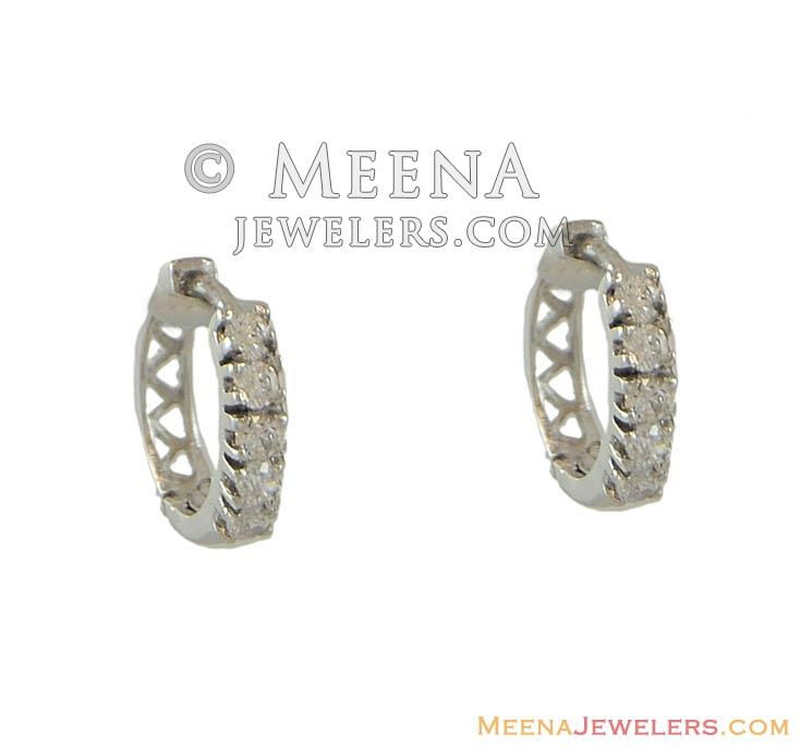 18Kt White Gold Clip on Earring - ErWg7708 - 18Kt White Gold tiny clip ...