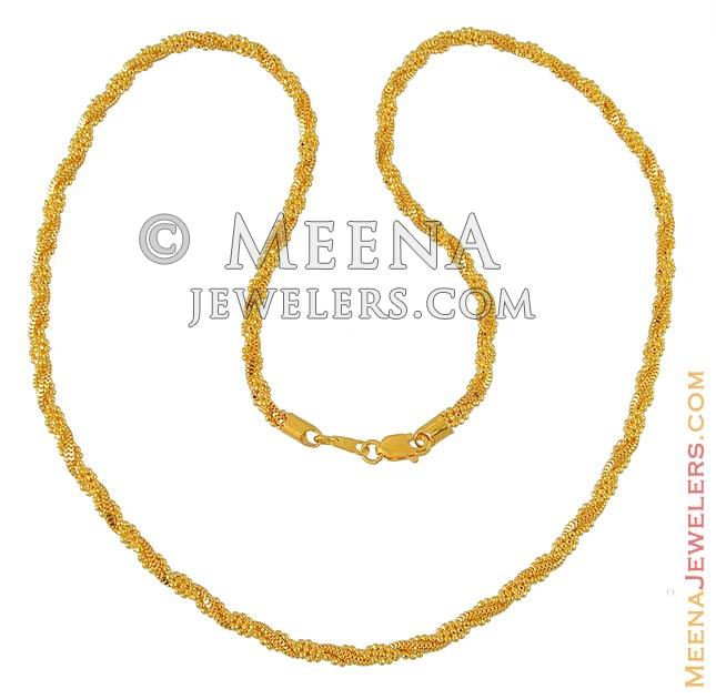 Gold Fancy Chain (20 inches) - ChFc6842 - Beautifully crafted 22k gold ...