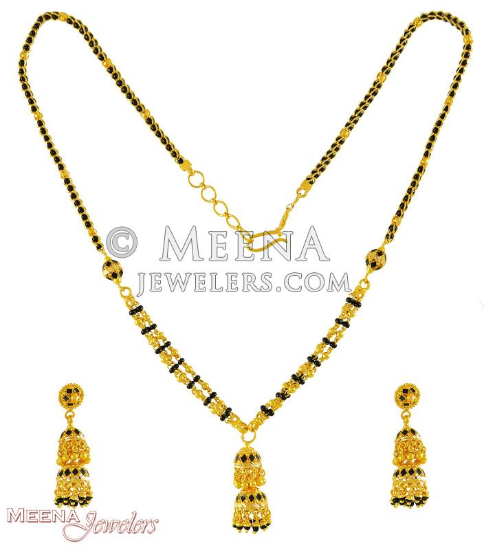 Gold MangalSutra Set(Mordern MangalSutra) - ChMs3374 - 22Kt Gold ...