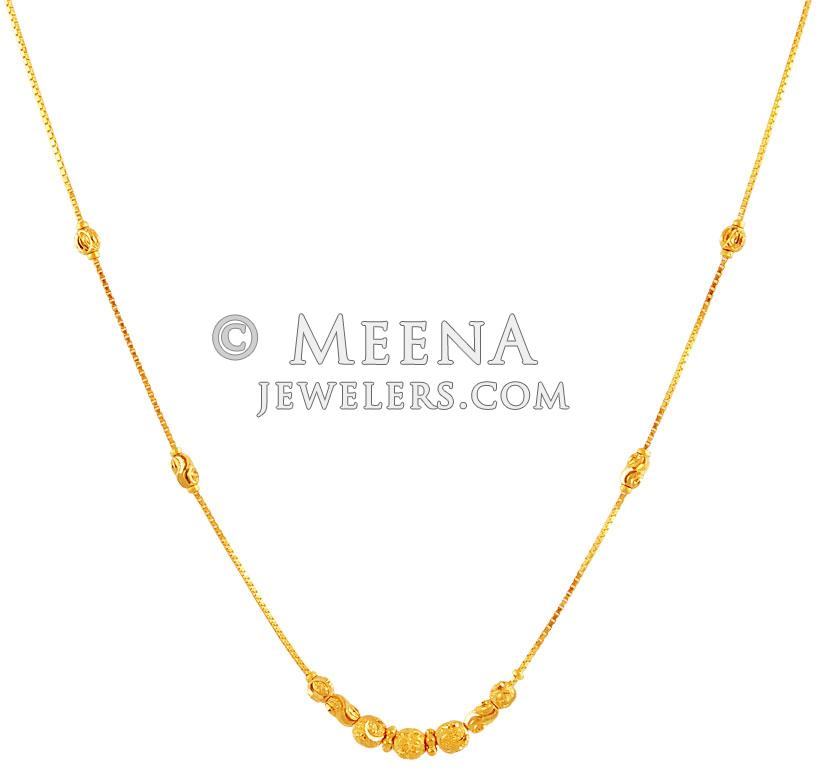 22K Gold Balls Ladies Chain - chfc17634 - 22K Gold Ladies Chain. Chain ...