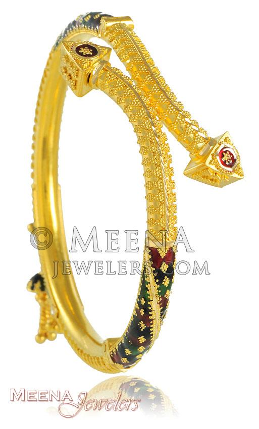 22kt Round Pipe Designer Bangle (With Enamel and Jhumki)(i pc. only ...