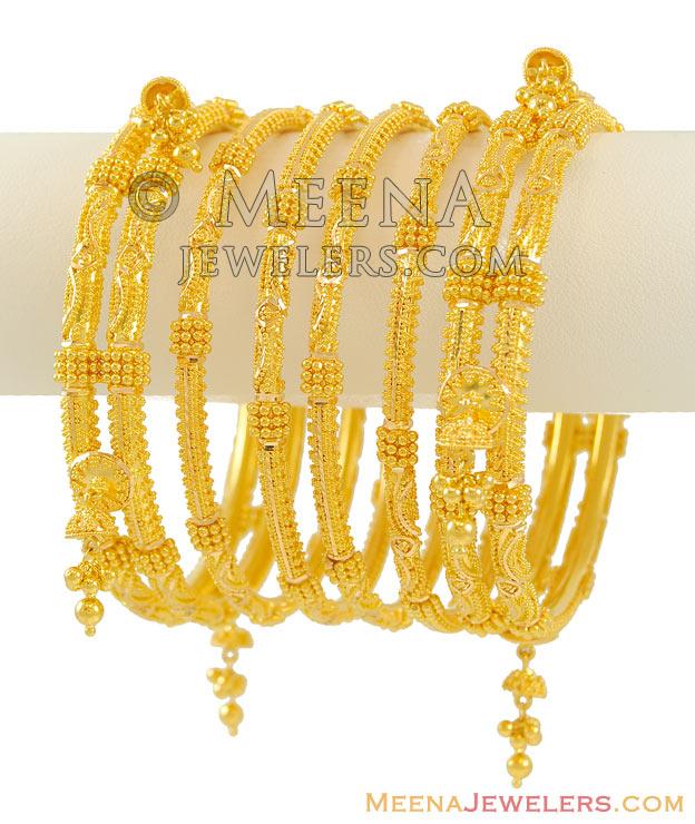 Indian Gold Bangles Set(22k) - BaSt7422 - 22k gold bridal bangles(set ...