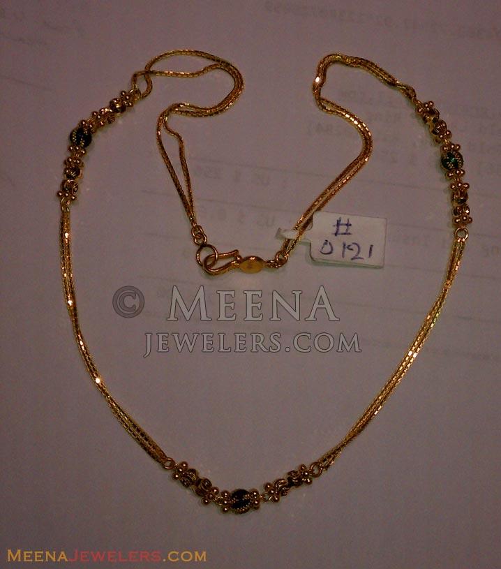 Indian Gold Necklace - ChFc10444 - 22k yellow gold dokia chain (indian ...