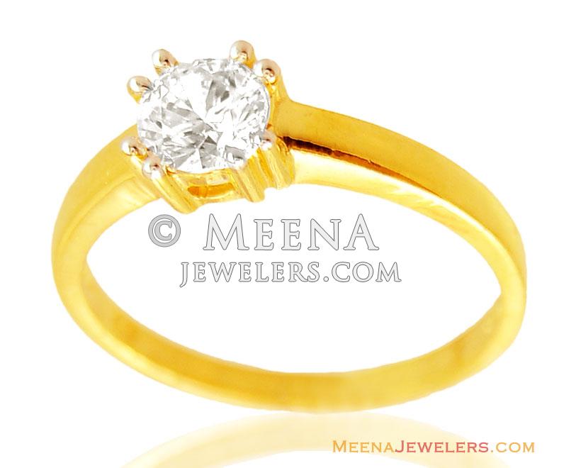 22k Gold Signity Solitaire Ring - RiLs14931 - 22Kt Ladies Gold Ring ...