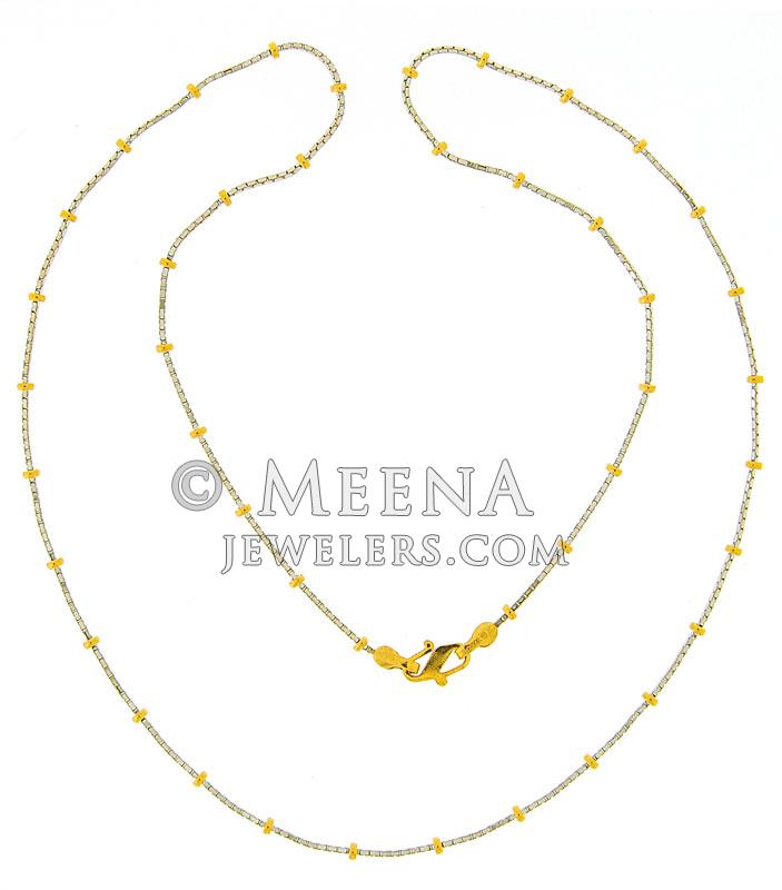 Gold Fancy Two Tone Chain With Rhodium Plating - ChFc2791 - 22Kt Gold ...