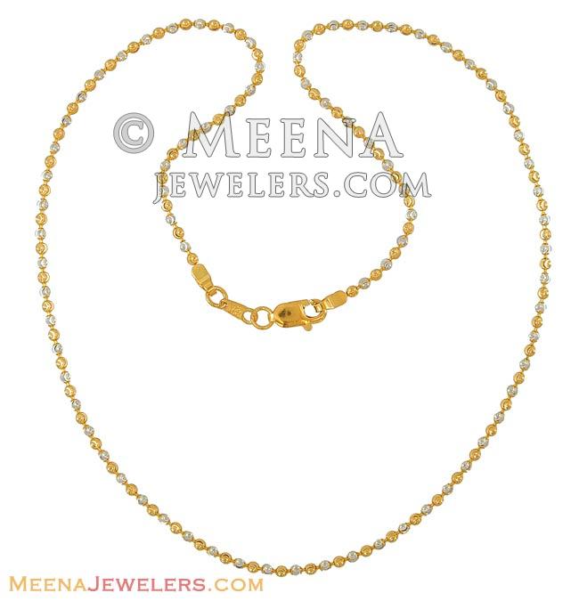 22k Two Tone Ball Chain - ChFc8113 - 22k gold chain in yellow and white ...