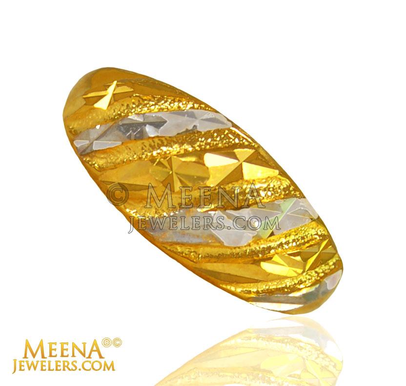 22 Karat Gold Two Tone Ring - RiLg24520 - 22 kt Gold ring for Ladies ...