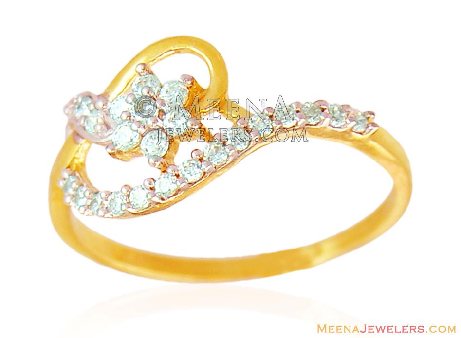 22K Gold Signity Ring - RiLs16019 - 22K Gold fancy Ladies ring ...