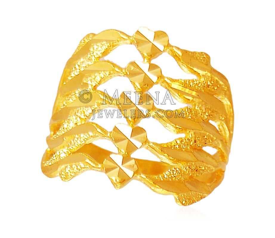 Fancy Gold Shine Ladies ring 22k - rilg18389 - 22K Gold Ring designed ...