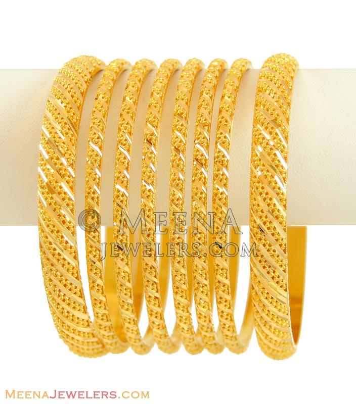 22k yellow Gold Bangles Set(8 pcs) - Ba2t8376 - 22k gold bangles set ...