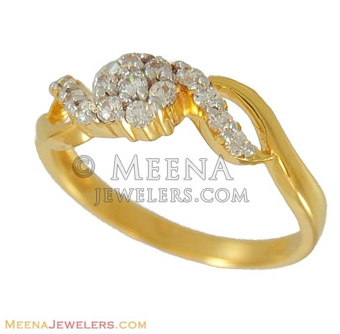 Gold Signity Ring - RiLs8085 - 22Kt Gold Ladies Ring studded with Star ...