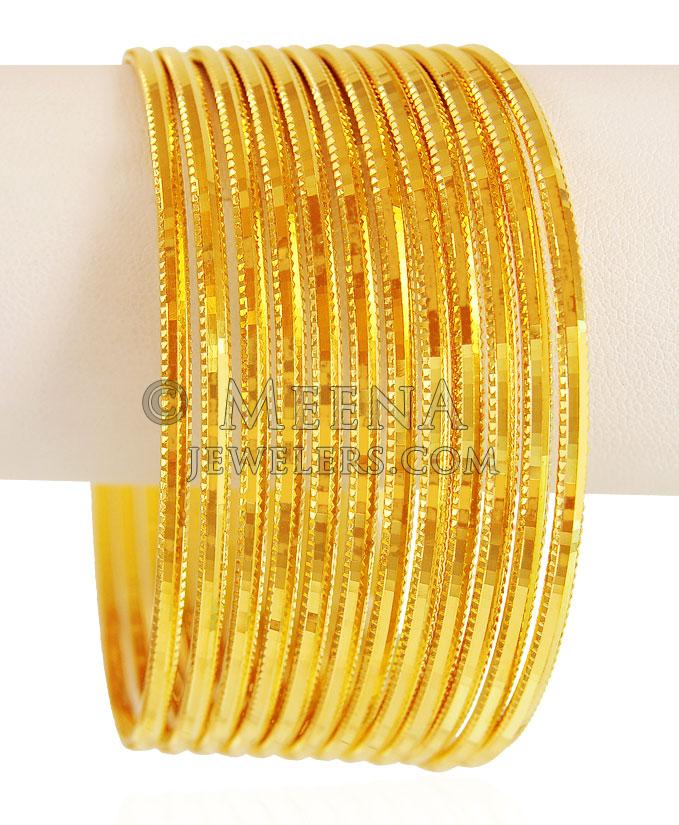 Gold Machine Bangles Set (4PC) - BaGo19365 - 22K Gold bangles set(12 ...