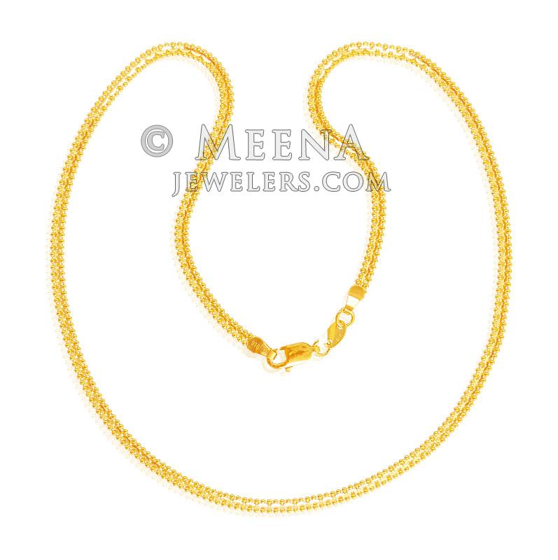 22K Gold Chain (16IN) - chpl18967 - 22k gold flat design Chain with ...