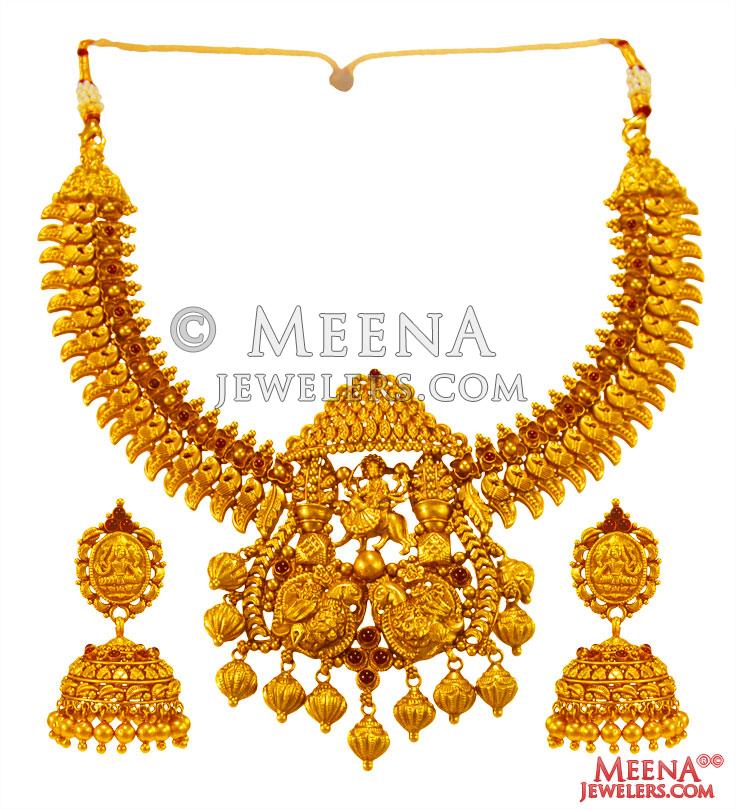 22 Kt Gold Temple Jewelry Set - StAn24813 - Exclusive 22 kt Gold Temple ...
