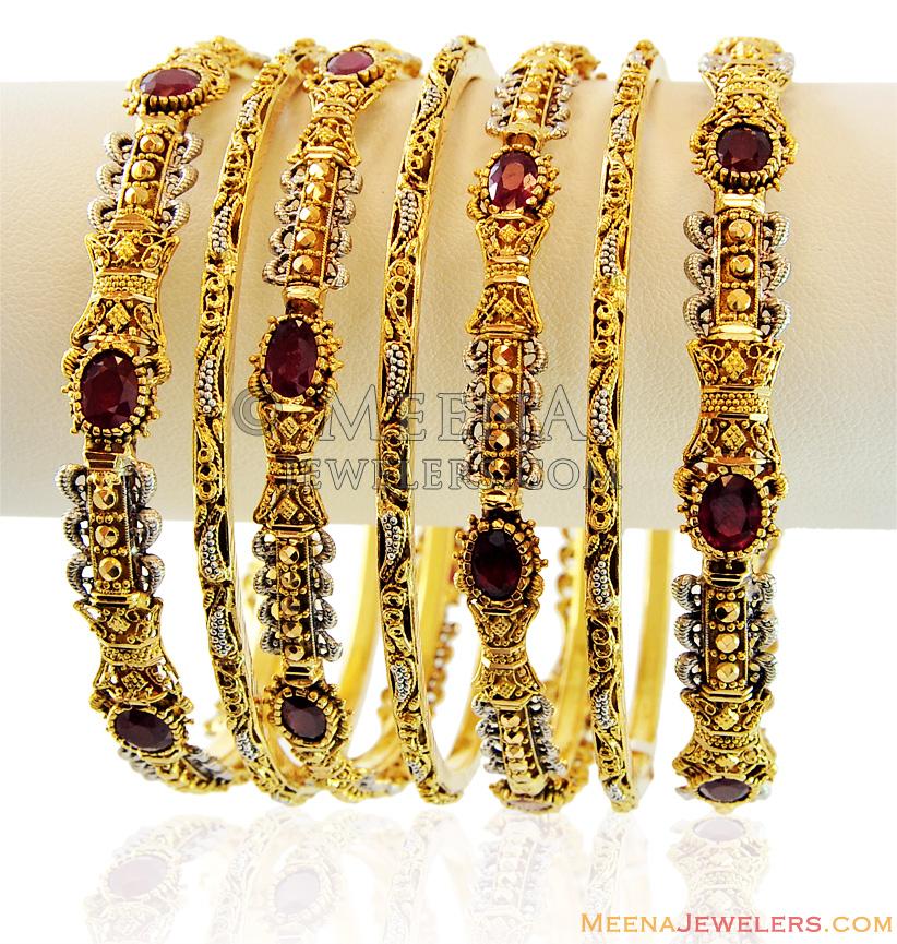 22k Beautiful Bangles Set - BaKa14906 - 22k gold beautiful bangles set ...