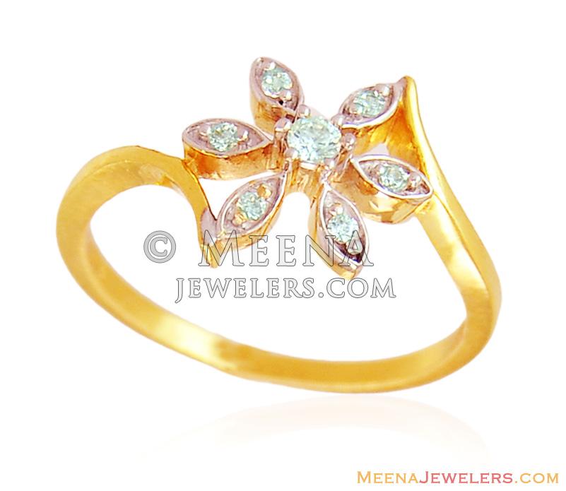 Fancy Gold Floral Ring - RiLs16025 - 22K Gold Fancy Ring, designed in a ...