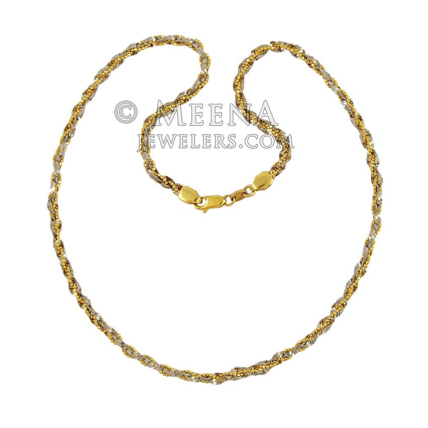 18k Fancy Two Tone Chain - ChFc11829 - 18k gold fancy chain. Chain is ...