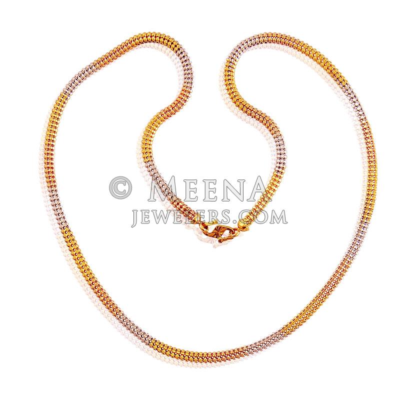 22k Three Tone Fancy Chain - chpl18037 - 22K Gold 18+ Inches long chain ...
