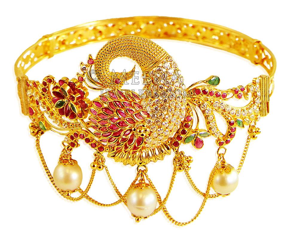 22kt Gold Precious Stone Armlet - MsBb20102 - 22kt Gold baju bandh (Arm ...