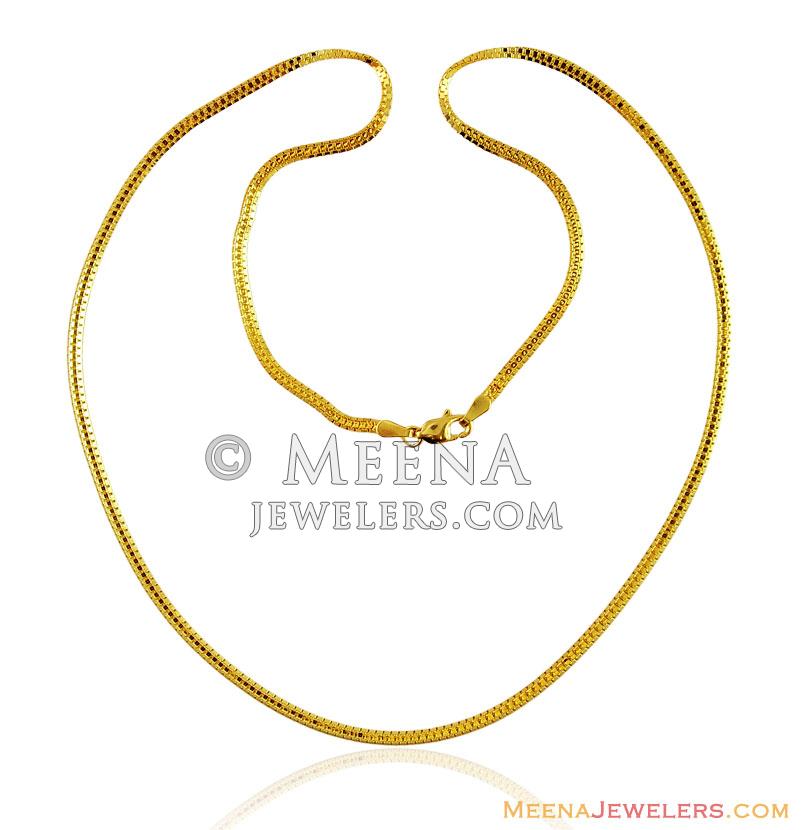 22k Fancy Gold Box Style Chain - ChPl15348 - 22K Gold Chain designed in ...