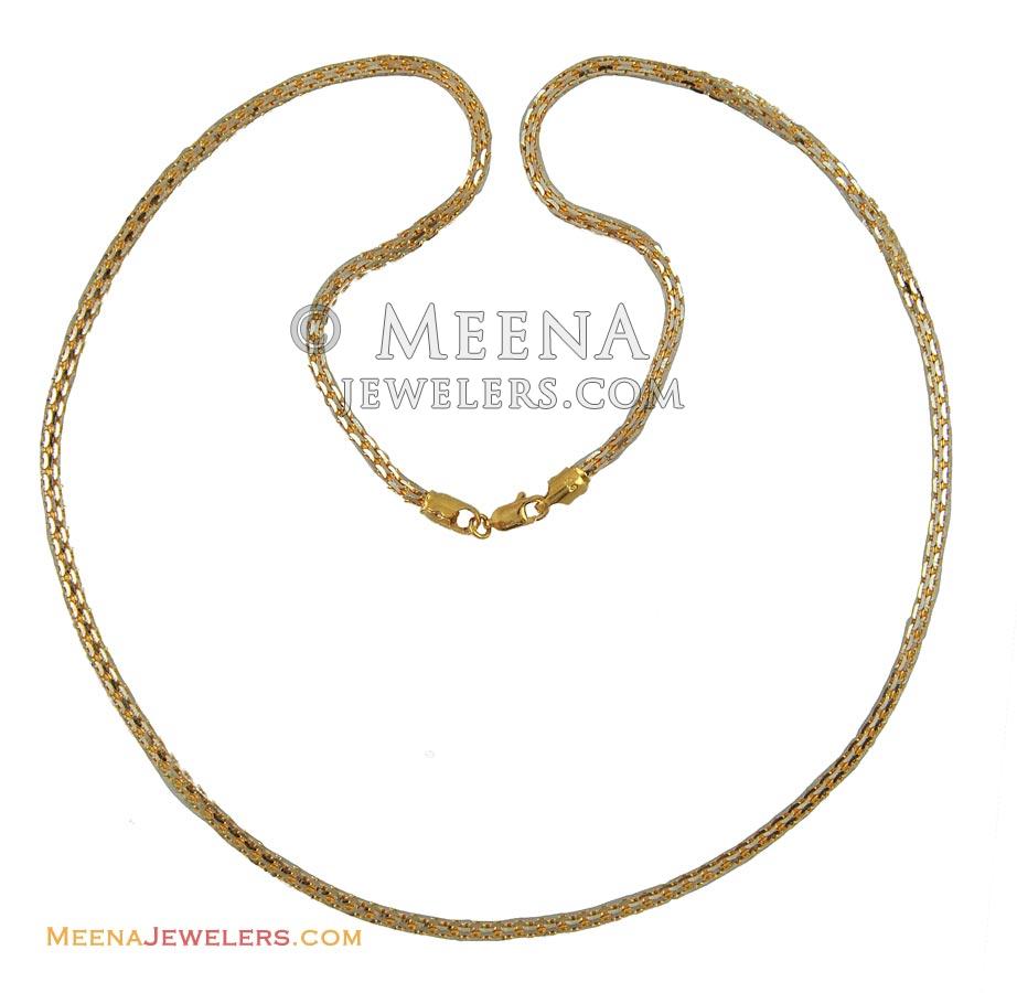 22K Mens Solid 2 Tone Chain - ChMs11183 - 22k gold long solid smooth ...