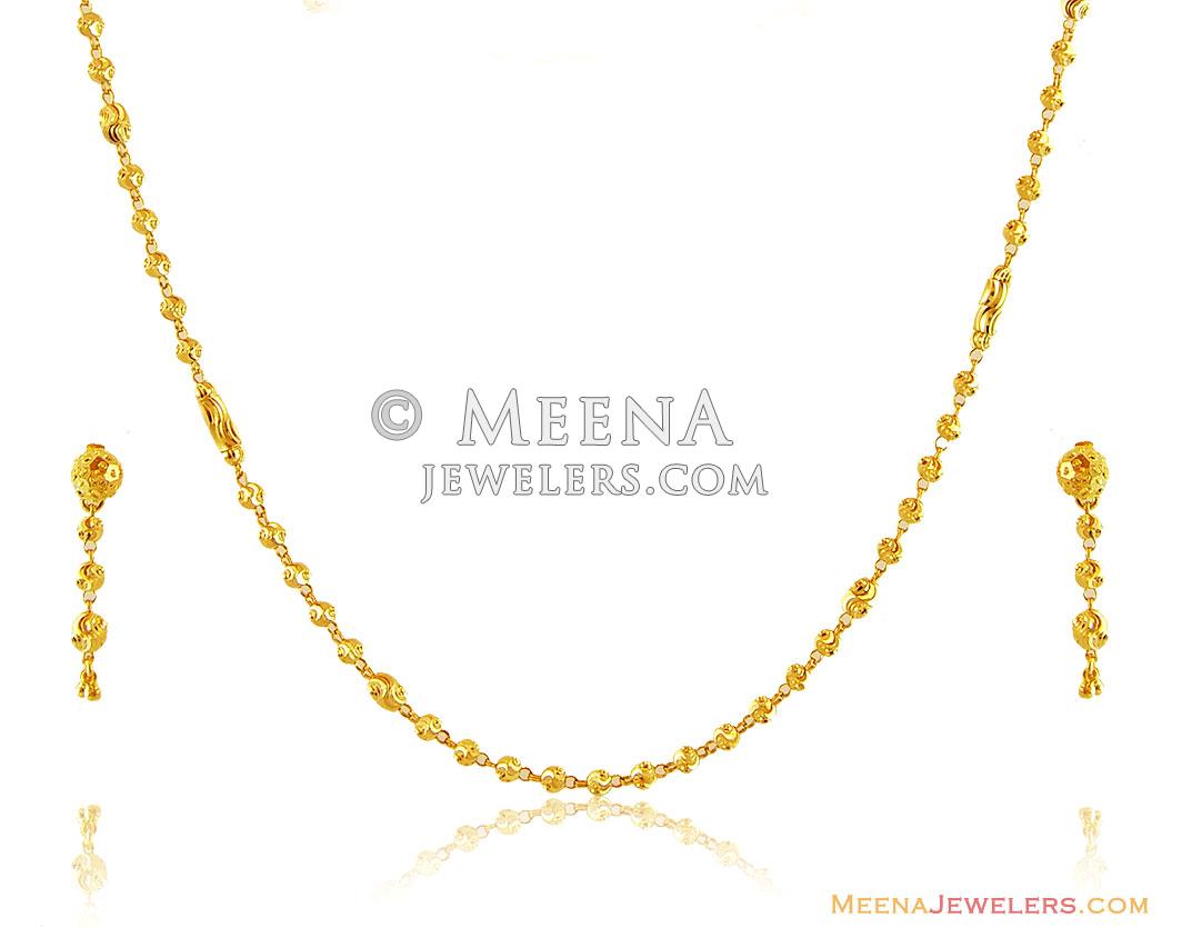 22k Fancy Gold Balls Necklace Set - StLs15081 - 22K Gold Fancy Necklace ...