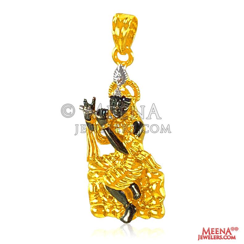 22 Kt Fancy Lord Krishna Pendant - PeGf25025 - 22 kt Gold Krishna ...