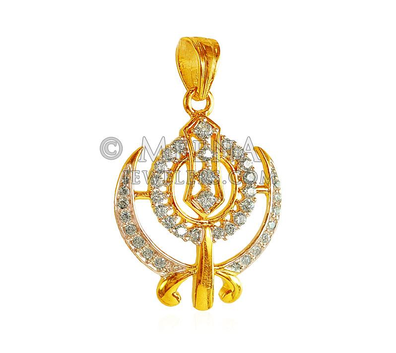 Khanda 22K Gold Pendant - PeKp19517 - 22K gold khanda pendant is ...