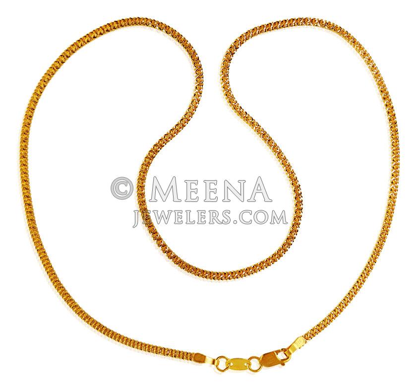 22kt Gold Flat Chain( 16 Inches) - ChPl21105 - 22 Karat Gold Fancy ...