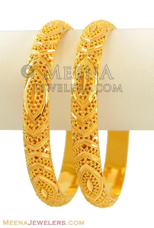 22k Gold Bangles (2 pcs) - BaGo8579 - 22k gold bangles (set of two ...