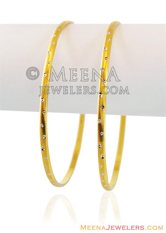 22k Light Two Tone Bangles (2PC) - Ba2t15849 - 22Kt Gold Bangles (Pair ...