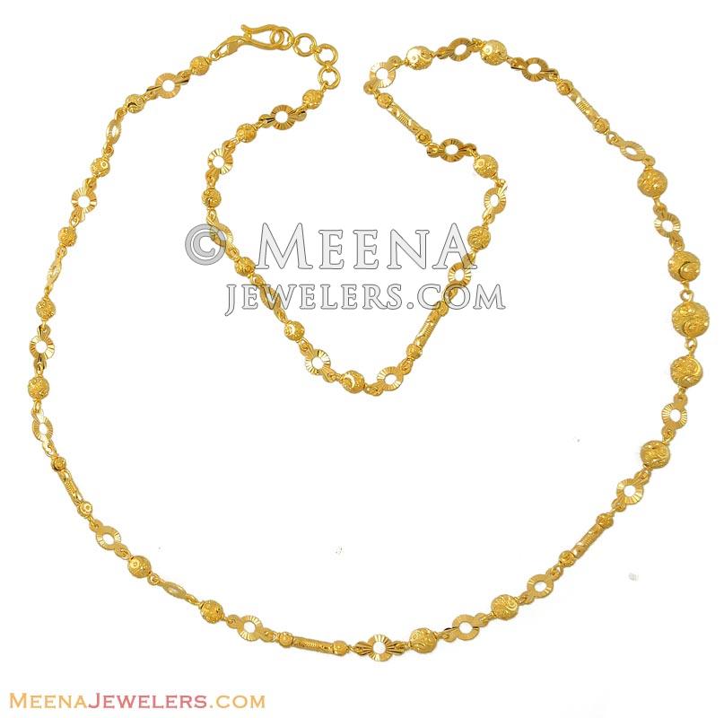 Gold Indian Chain (fancy chain) - ChLo8880 - 22Kt Gold Ladies Chain ...