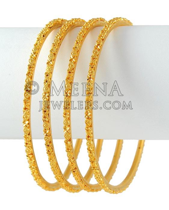 22Kt Gold Churi Set - BaSt4276 - 22Kt Gold Churis (set of 4 bangles ...