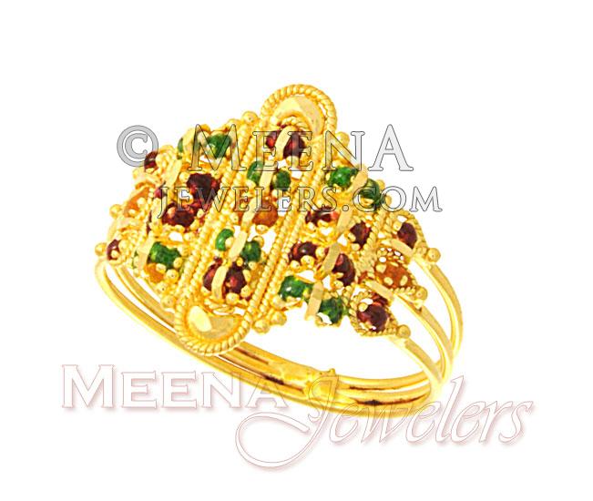 Enamel Paint Ladies Ring - RiLg2329 - 22Kt Gold Enamel Paint Ladies Ring