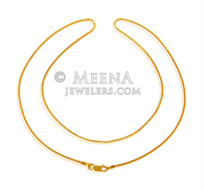 22K Gold Fox Tail Chain 18In - ChPl23675 - 22K Gold fox tail chain is ...