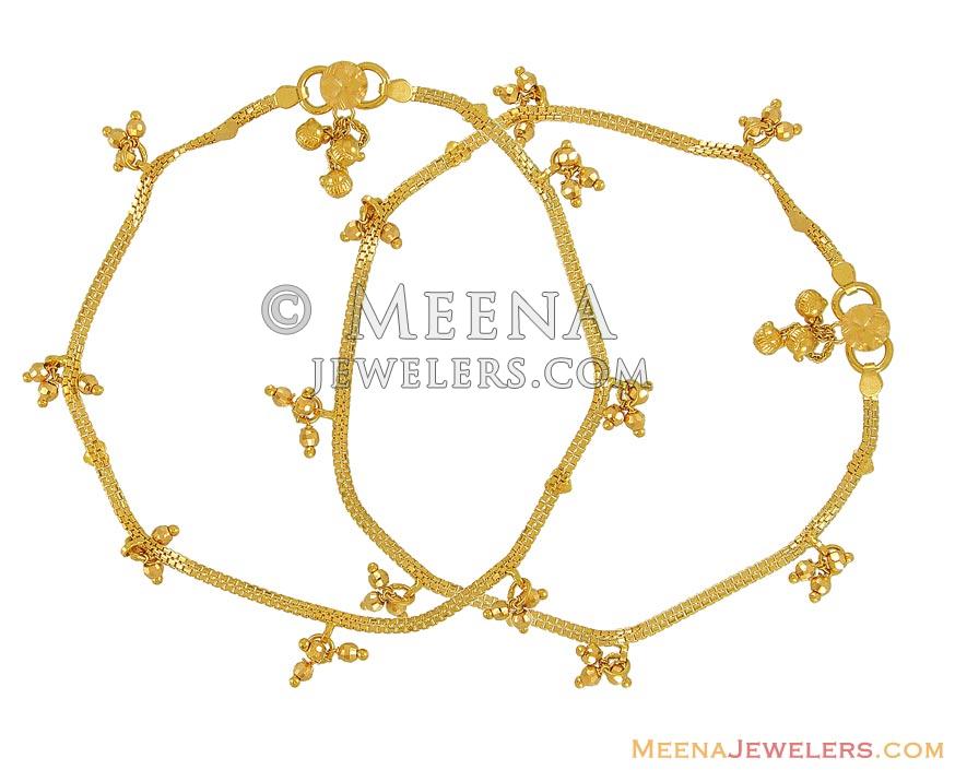 22K Gold Ladies Payal (Pair) - GaPa8436 - 22k yellow gold ladies payal ...