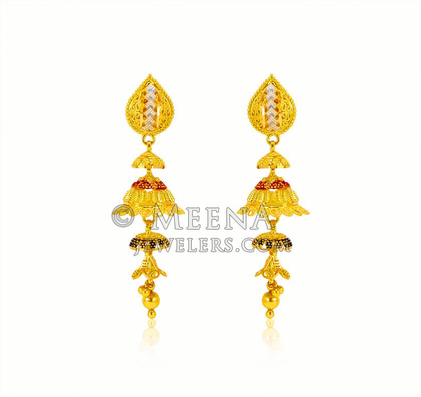 22 Kt Gold Designer Earrings - ErFc24021 - 22 Kt Gold Designer Earrings ...