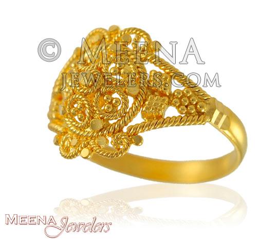 Gold Baby Ring (22 Karat) - BjRi3761 - 22K (Karat) Gold Baby Ring (Girl ...