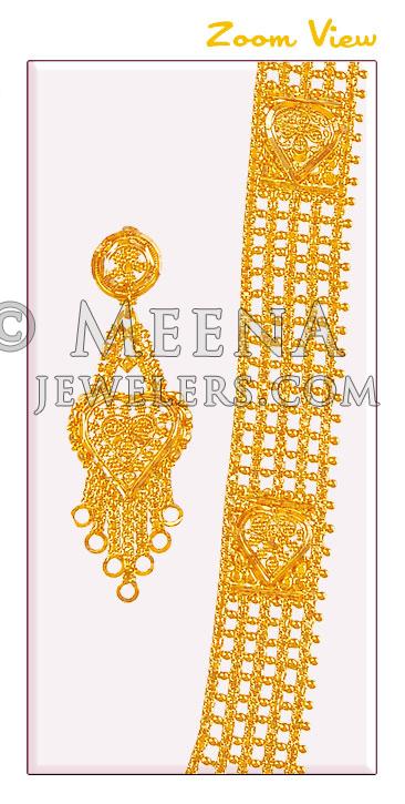 22K Chandra Haar - StLs18811 - 22K Gold Indian design Necklace and ...