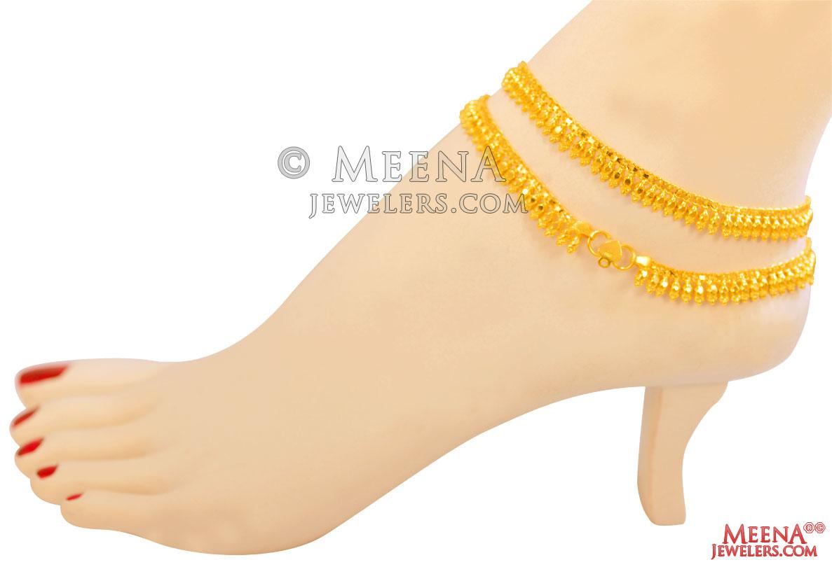 22Kt Gold Anklets (2 pc) - GaPa27702 - Introducing our 22Kt Pure Gold ...