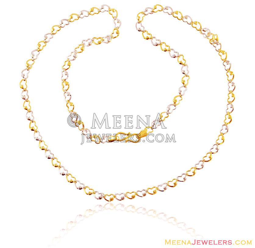 Fancy Heart Chain 22k - chfc15491 - US$ 1,629 - 22K Gold chain designed ...