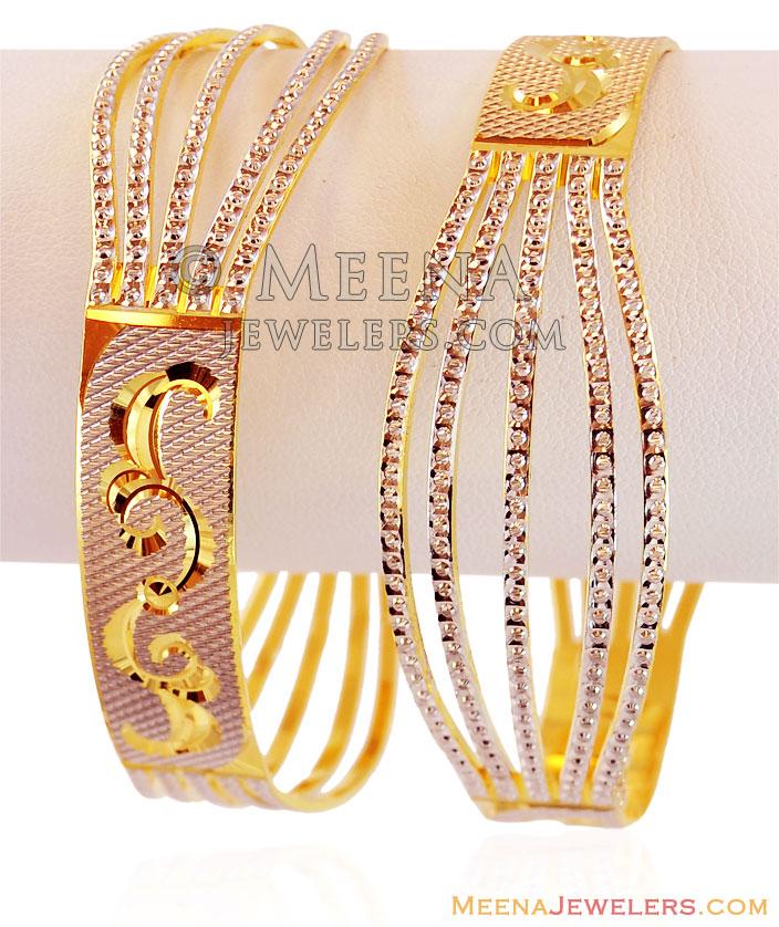 Gold Two Tone Beautiful Bangles - Bast15948 - 22k Gold Beautiful ...
