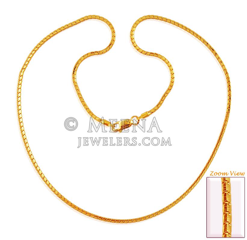 22K Gold Chain (16 In) - chfc17380 - 22K Gold Box chain with shine ...