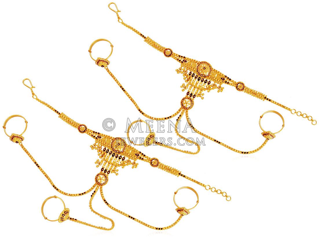 22K Gold Meenakari Panja 1 pc - BrLa17545 - 22K Gold Designer bridal ...
