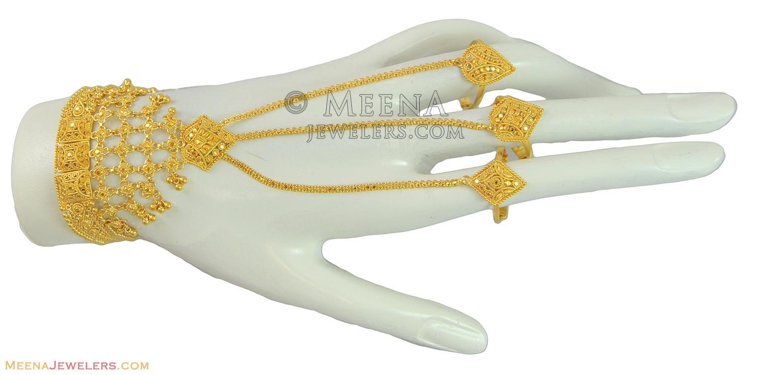 22k Filigree 3 Rings Panja (1 Pc) - BrLa11275 - 22k yellow gold ...